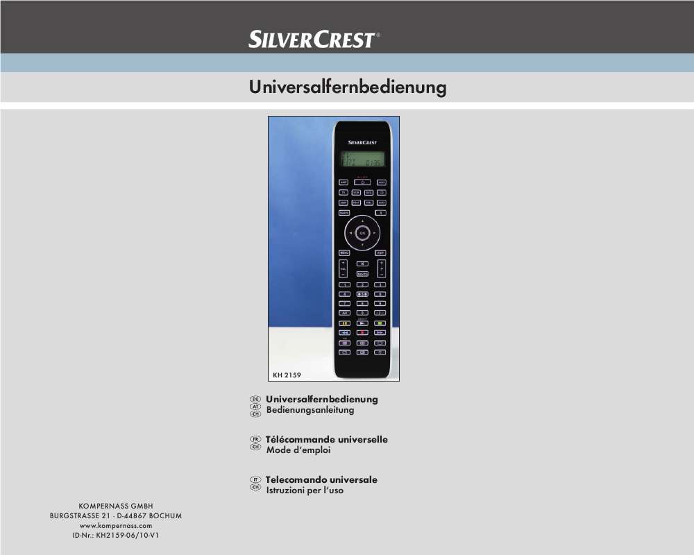 Notice SILVERCREST KH 2159 10-IN-1 REMOTE CONTROL - télécommande ...